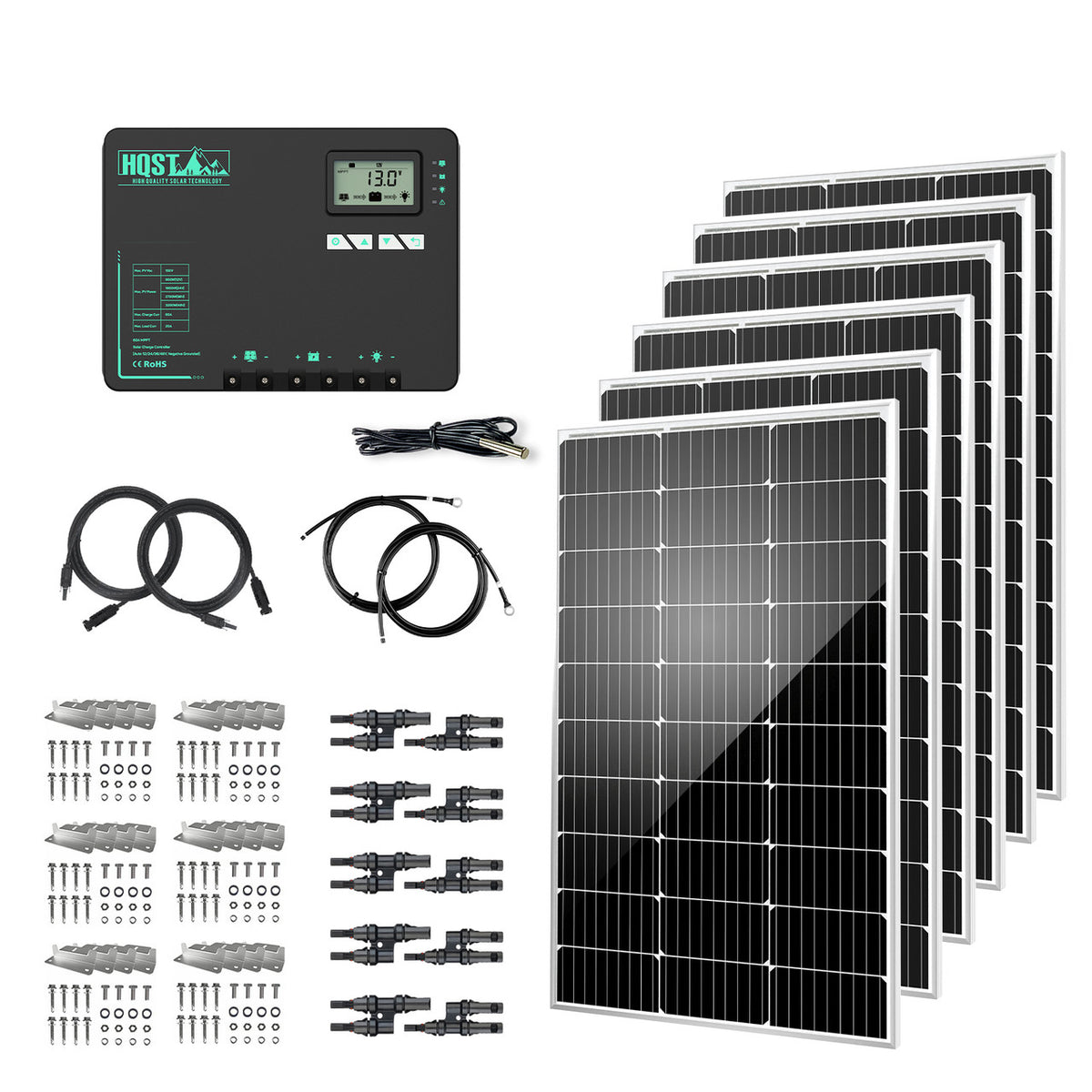 HQST| 600 Watt 12 Volt Monocrystalline Solar Panel Kit with 60A MPPT ...